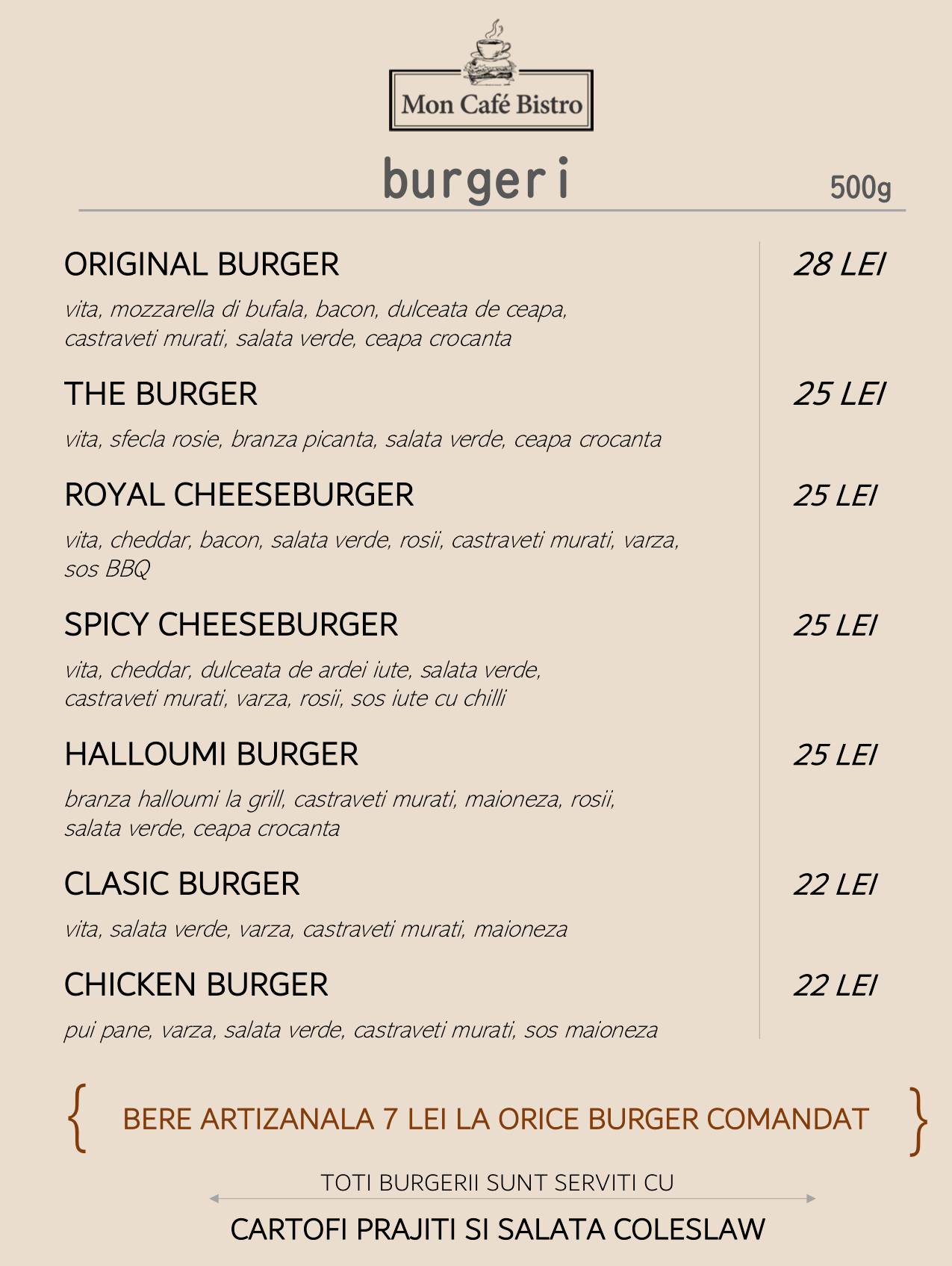 Speisekarte von Mon Cafe Bistro, Bukarest