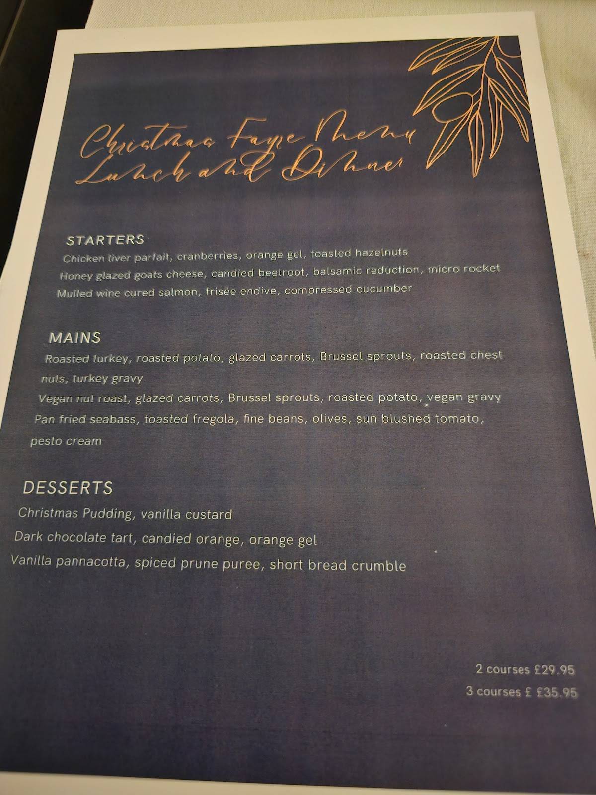 Menu at Monadh Dining restaurant, Kinloch Rannoch