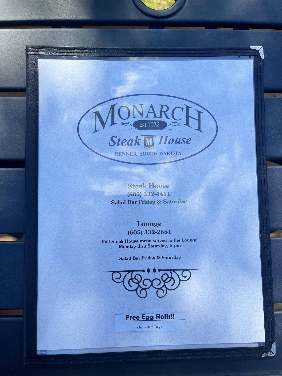 Menu at Monarch Steak House & Lounge restaurant, Renner