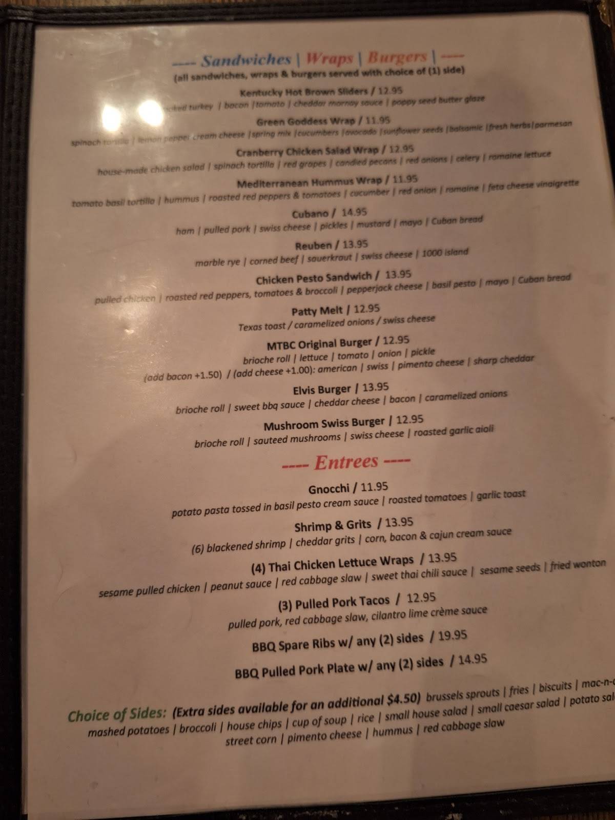 Menu at Monkey Town Brewing & Restaurant - Loudon, Loudon