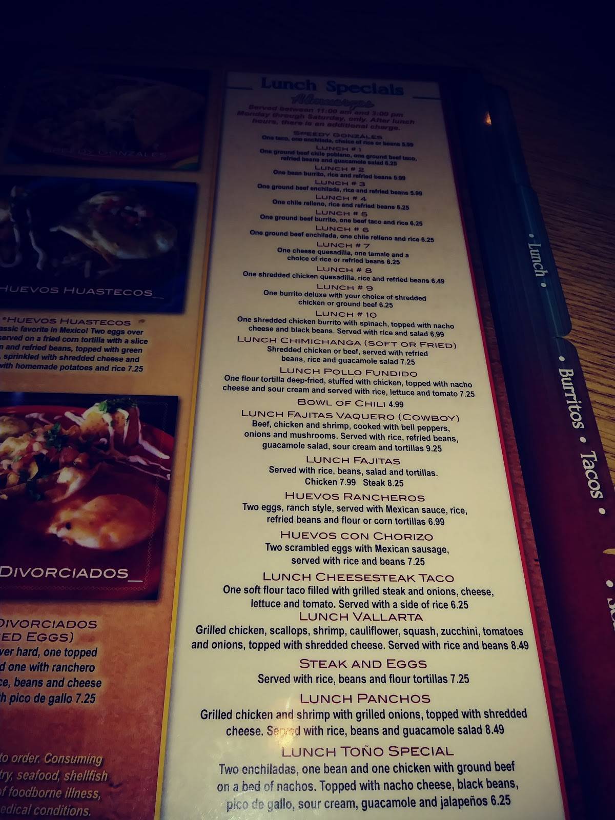 Menu at Monte Alban Restaurante Mexicano, Murphy