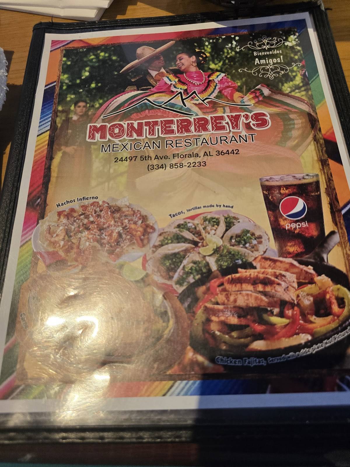 Menu at Monterrey's Mexican Restaurant, Florala