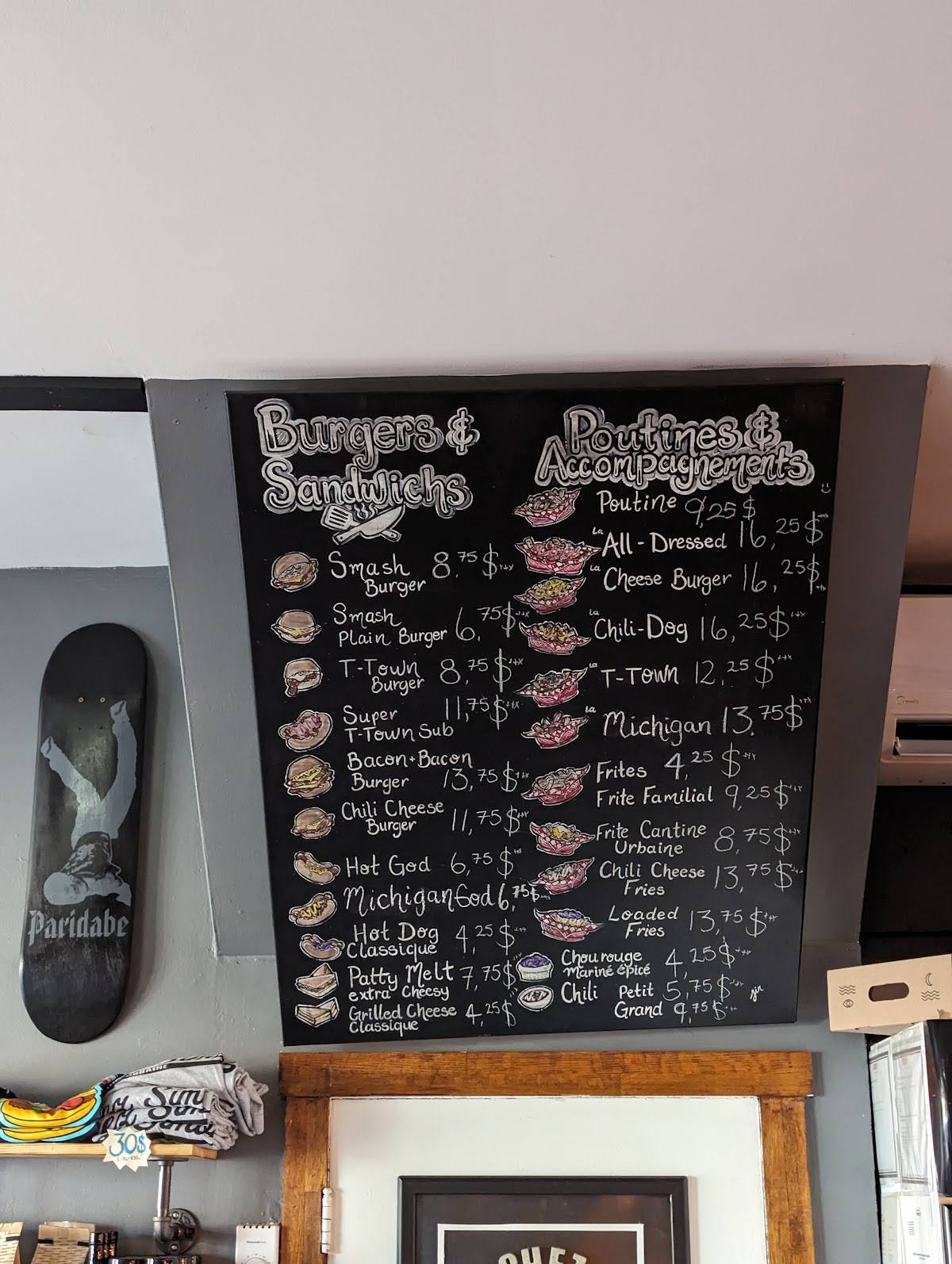 Menu au Chez Simon Cantine Urbaine fast food, Montréal