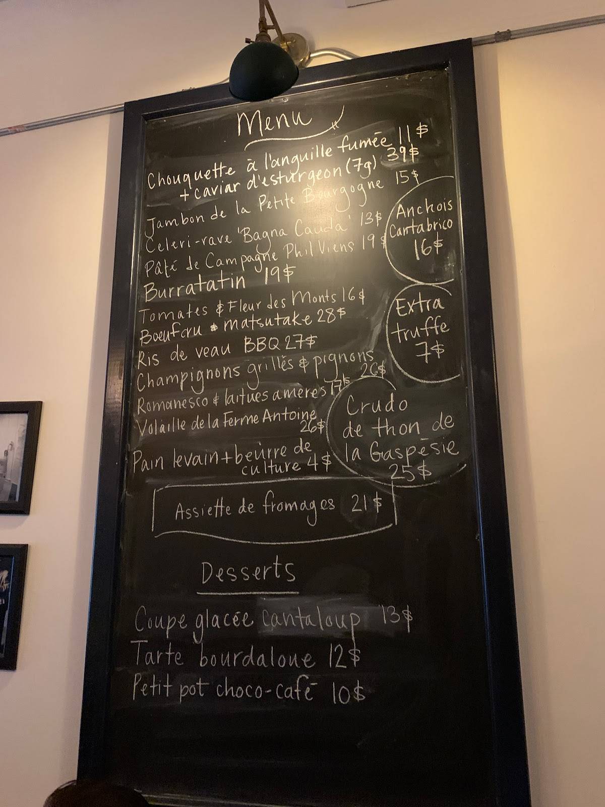 Menu at Le Vin Papillon pub & bar, Montréal, Notre-Dame St W