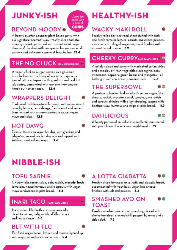 Menu at Mood Cafe, London