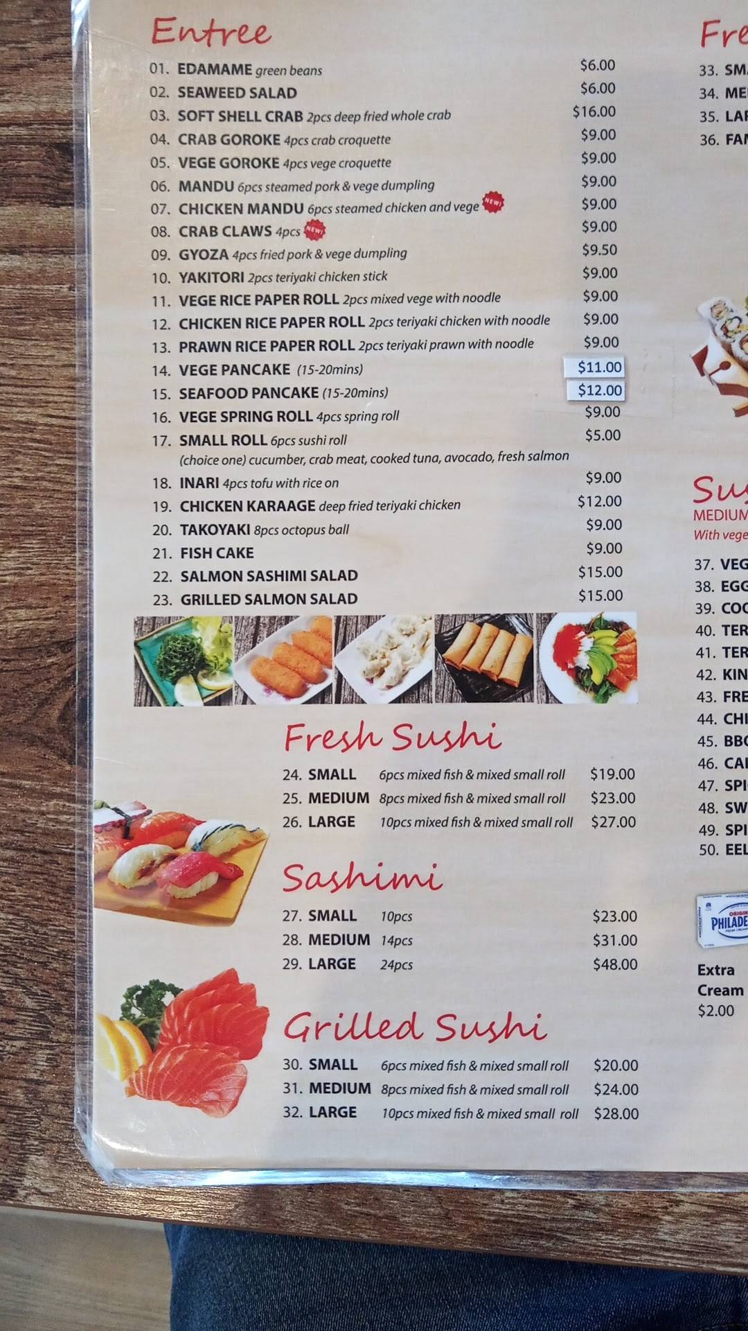 Menu at Moon Sushi Wollongong restaurant, Wollongong, 3/26 Gladstone Ave