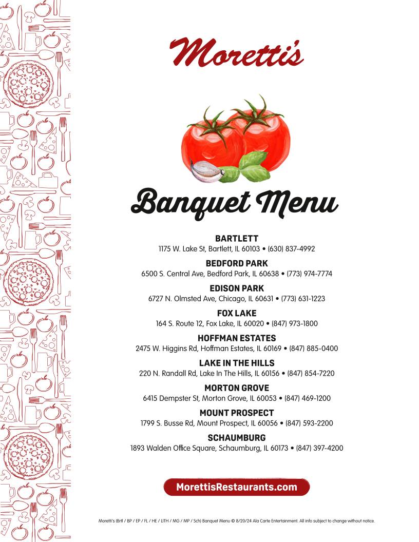 Menu at Moretti's Ristorante & Pizzeria Morton Grove, Morton Grove