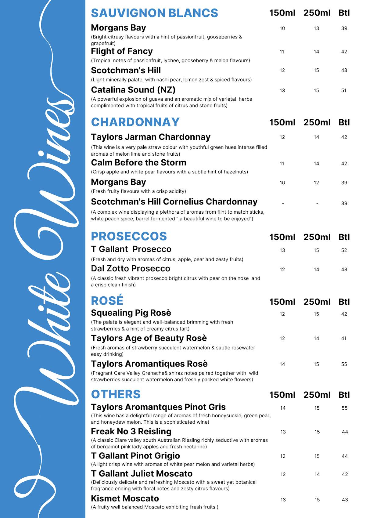 Menu at Mount Moriac Hotel restaurant, Mount Moriac