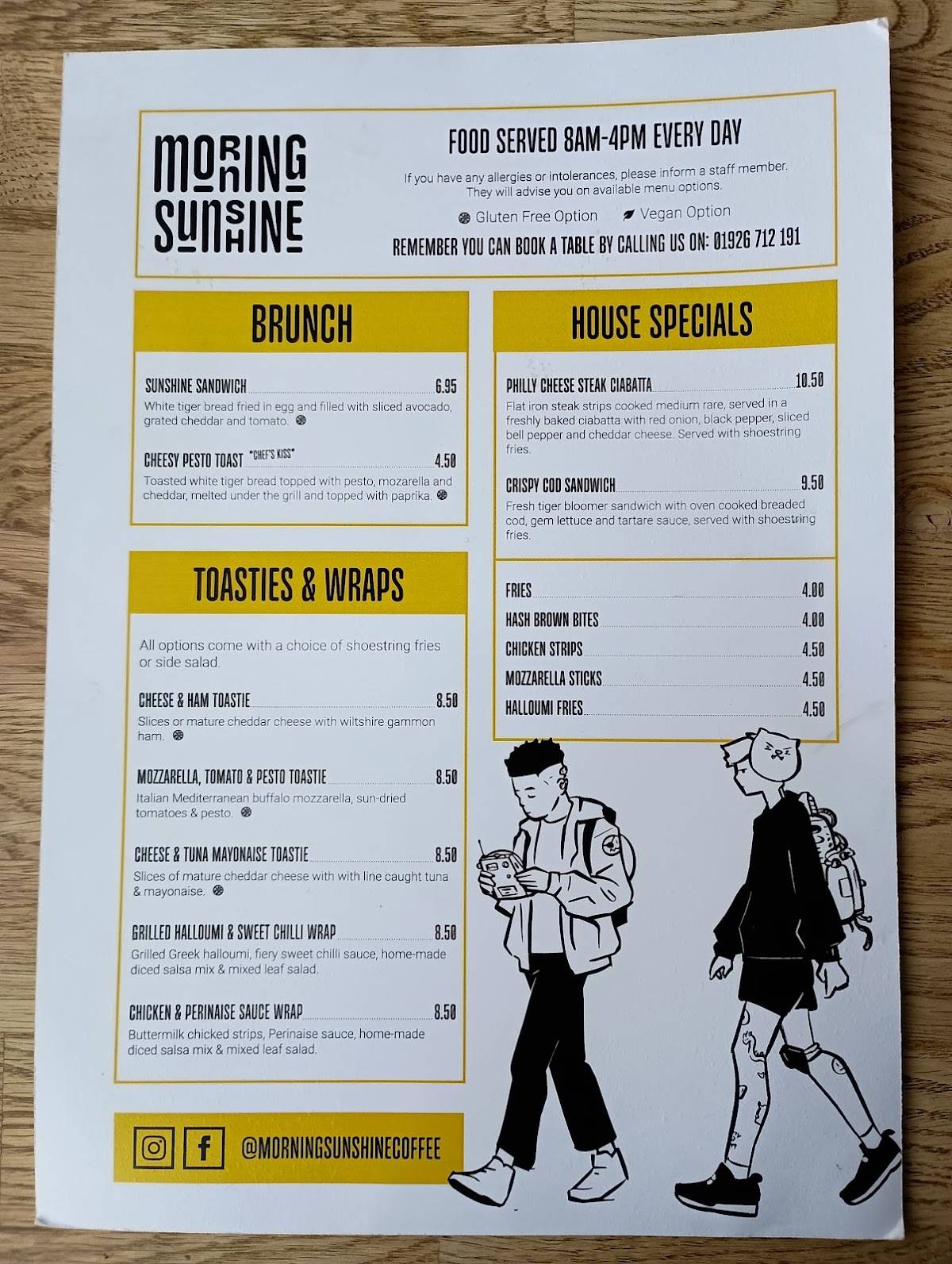 Menu at Morning Sunshine Coffee restaurant, Kenilworth