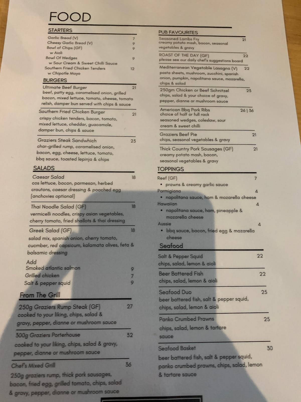 Menu at Emu Hotel pub & bar, Morphett Vale