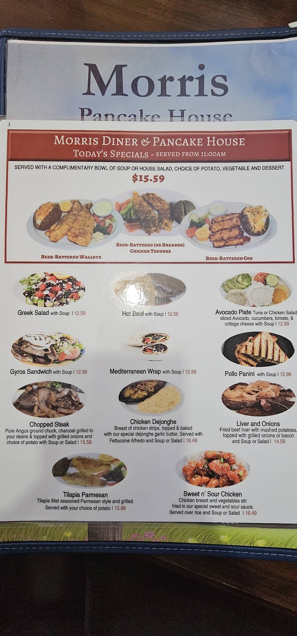 Menu at Morris Diner & Pancake House restaurant, Morris