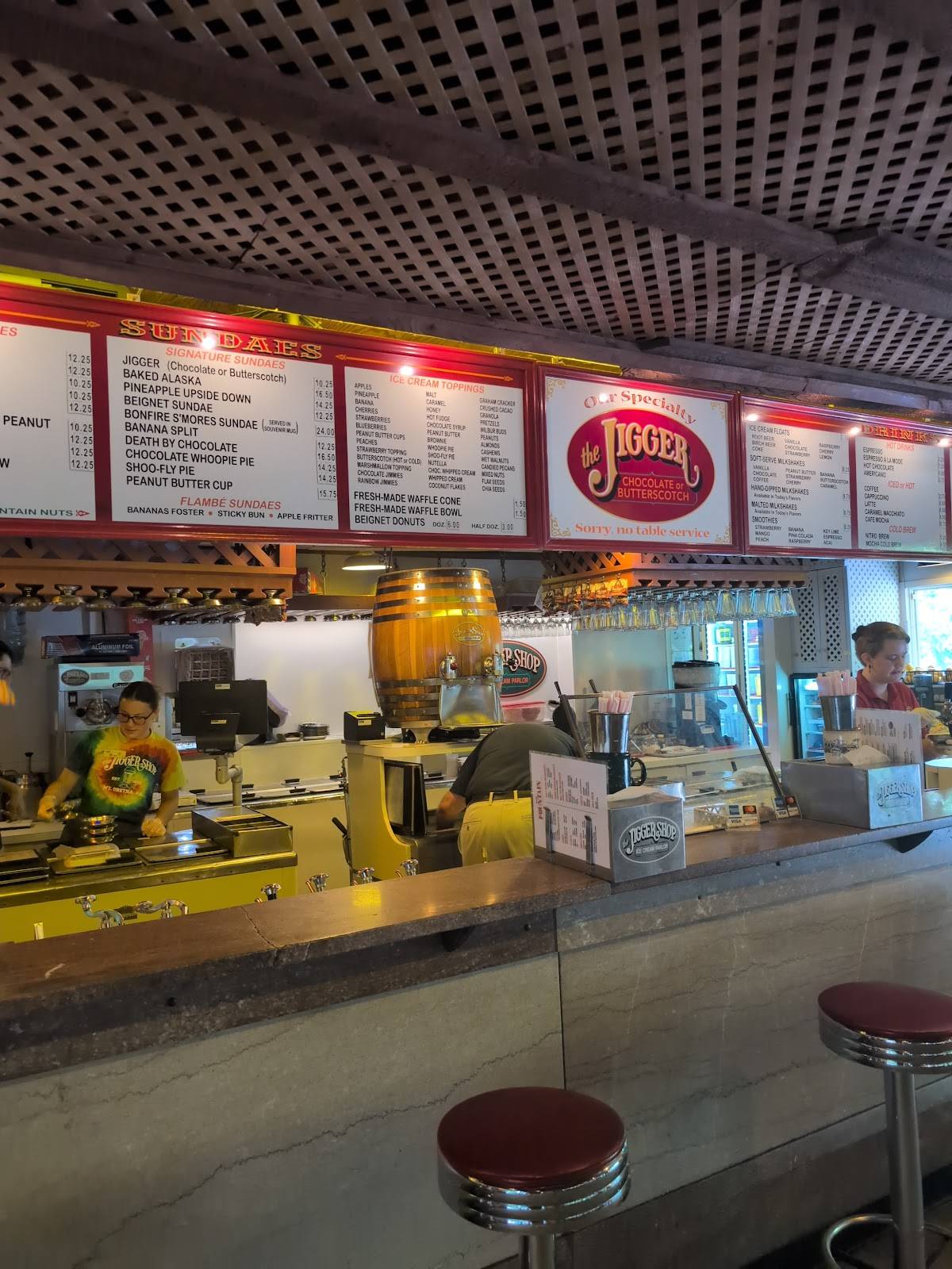 Menu at The Jigger Shop fast food, Mount Gretna