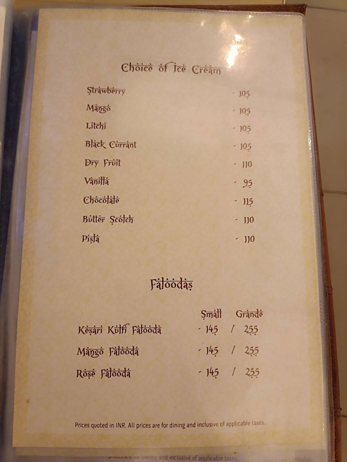 Menu at Mount Road Bilal, Chennai