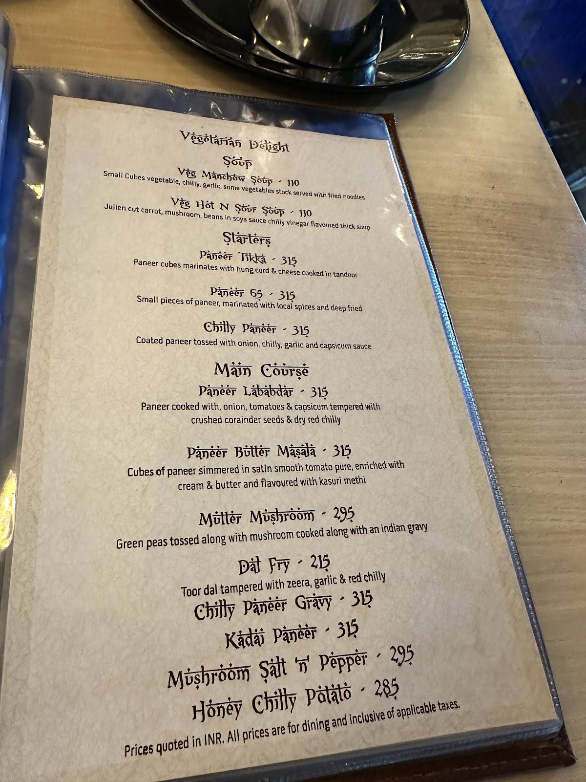 Menu at Mount Road Bilal, Chennai