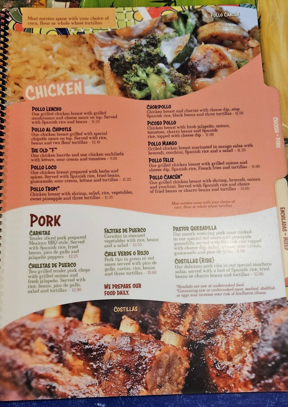 Menu at Poblanos Mexican Grill restaurant, Mountain City