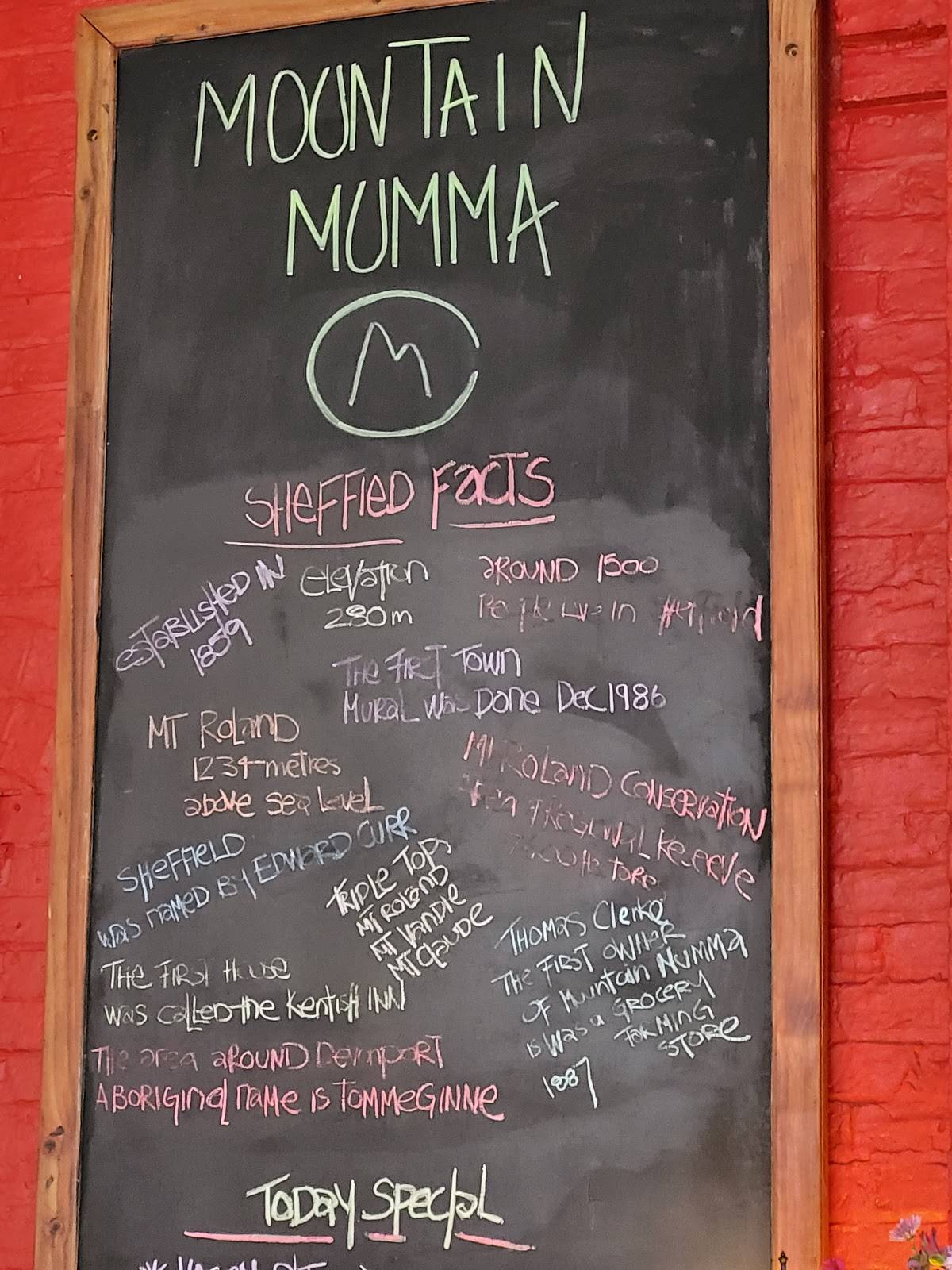 Menu at Mountain Mumma restaurant, Sheffield