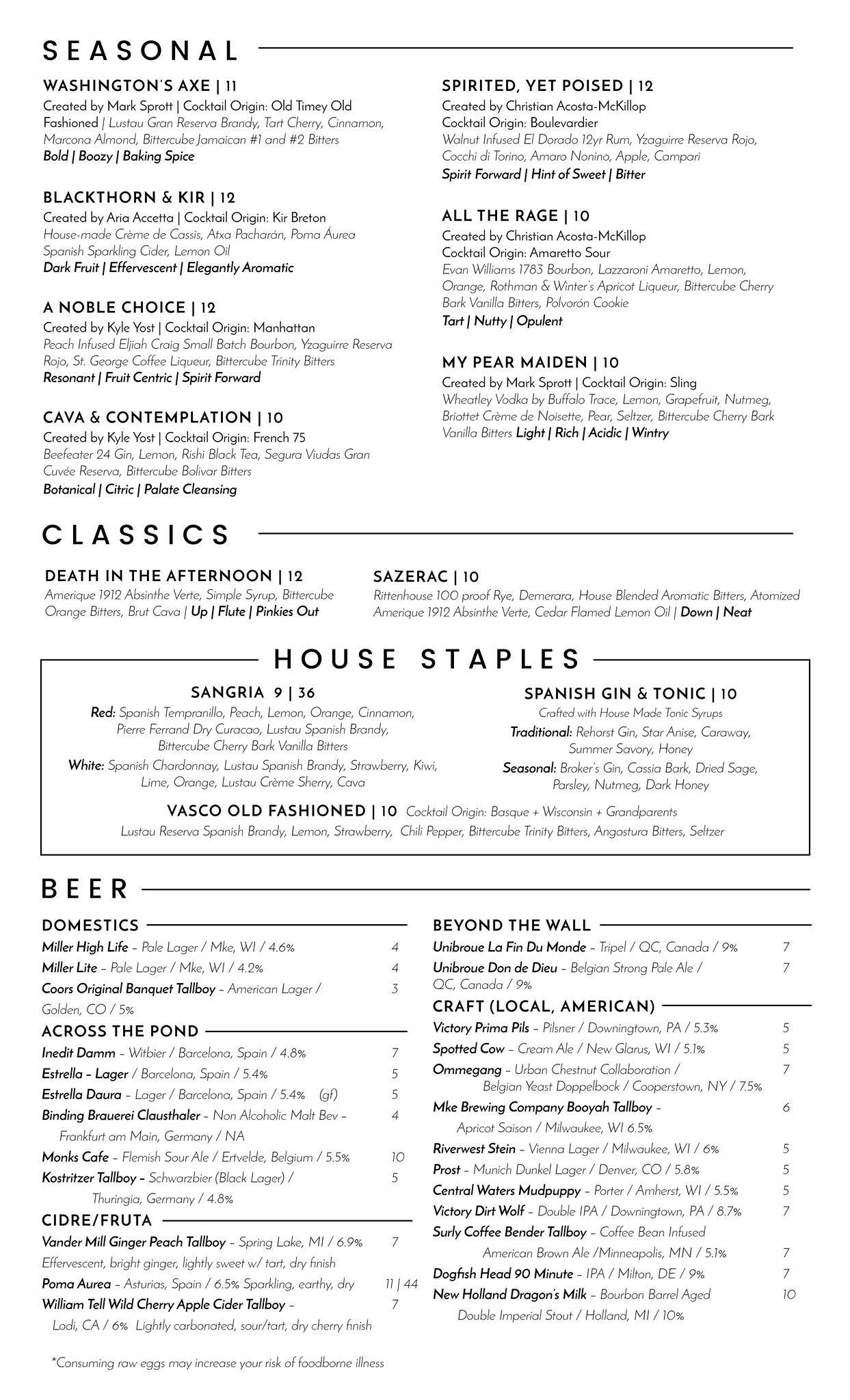 Menu at MOVIDA pub & bar, Milwaukee