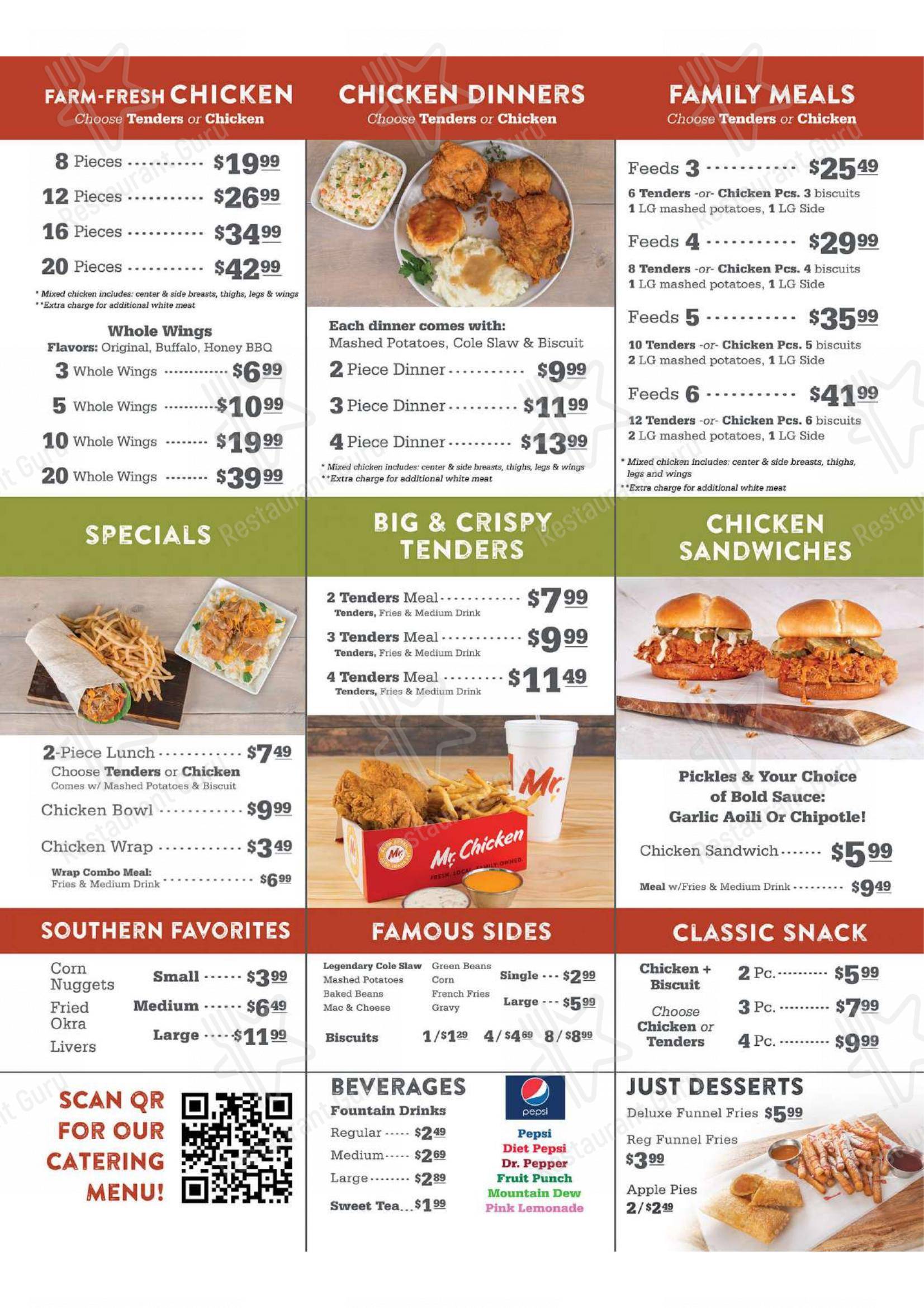 Menu at Mr. Chicken restaurant, Northfield, Northfield Rd