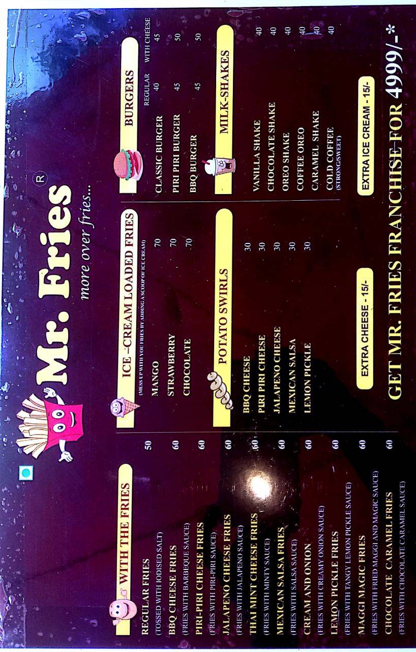 Menu at Mr. Fries, Pimpri-Chinchwad, JRFC+G5V