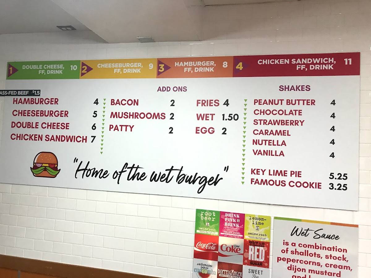Menu at Mr Juicy restaurant, San Antonio