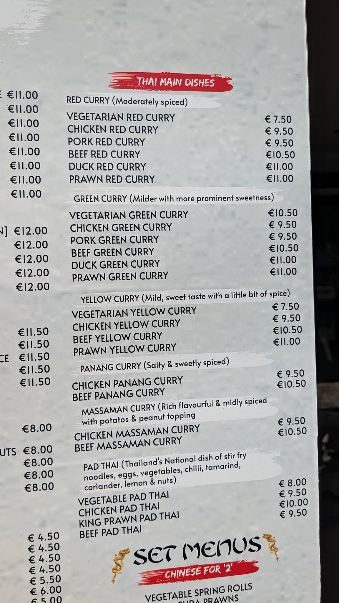 Menu at Mr Woo, Chinese & Thai Restaurant, Paphos