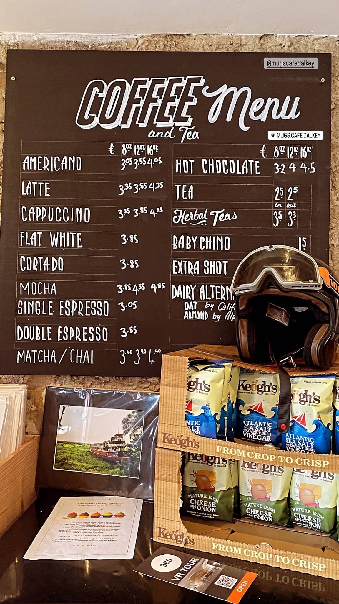 Menu at Mugs Cafe, Dublin