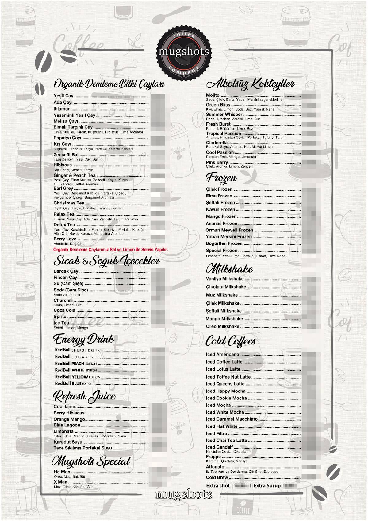 Carta de Mugshots Coffee Beşiktaş, Estambul, Ihlamurdere Cd. 68/A