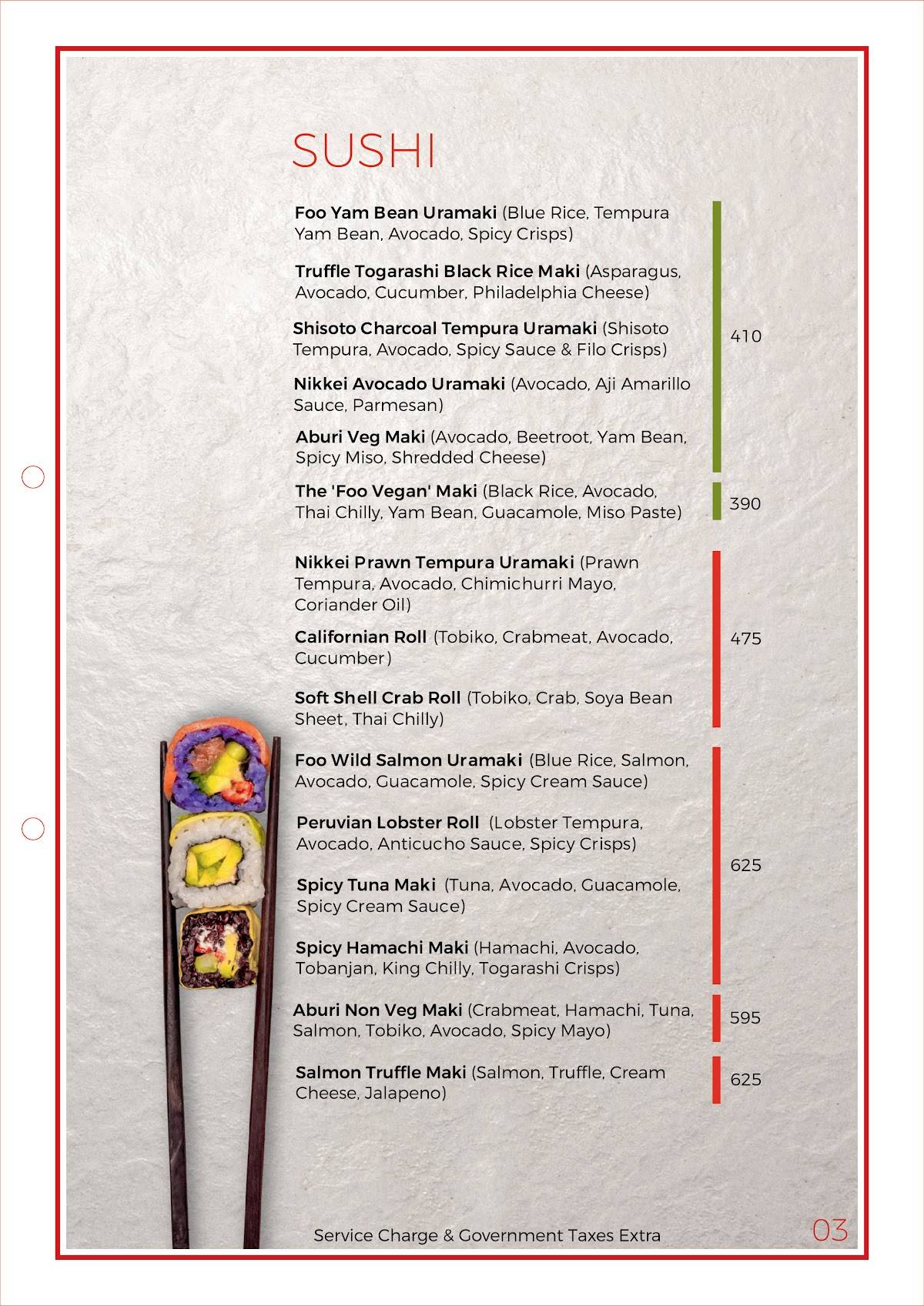 Menu at Foo NESCO, Mumbai