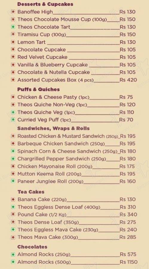 Menu at Theobroma Bakery and Cake Shop - Peddar Road, Mumbai, Mumbai ...