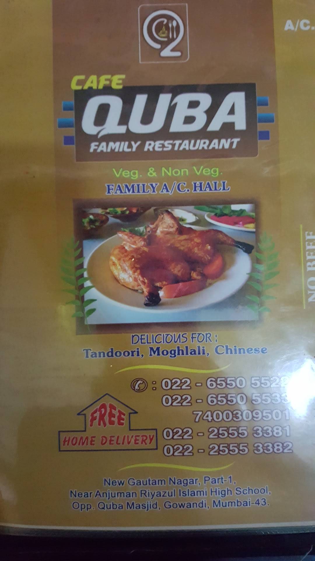Menu at cafe quba, Mumbai
