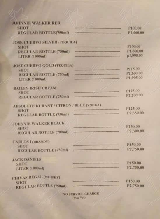 Menu at Music 11 Plaza restaurant, Makati