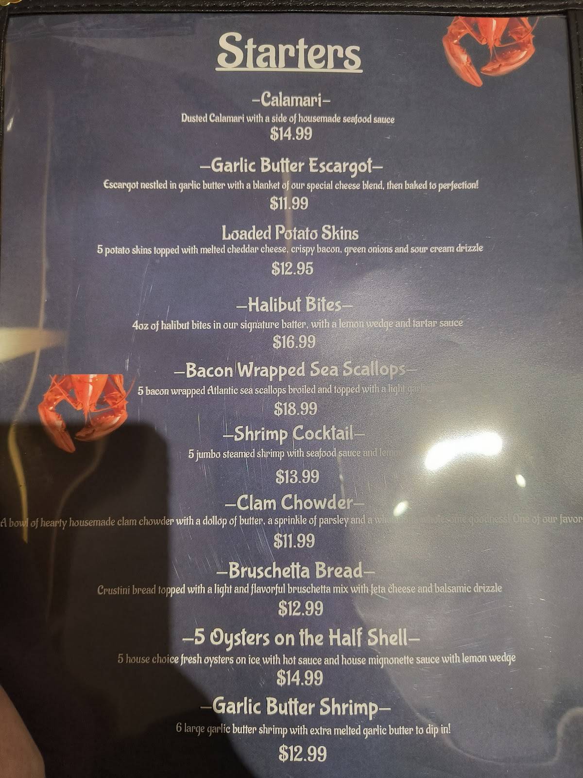 Menu at Muskoka Surf and Turf restaurant, Gravenhurst