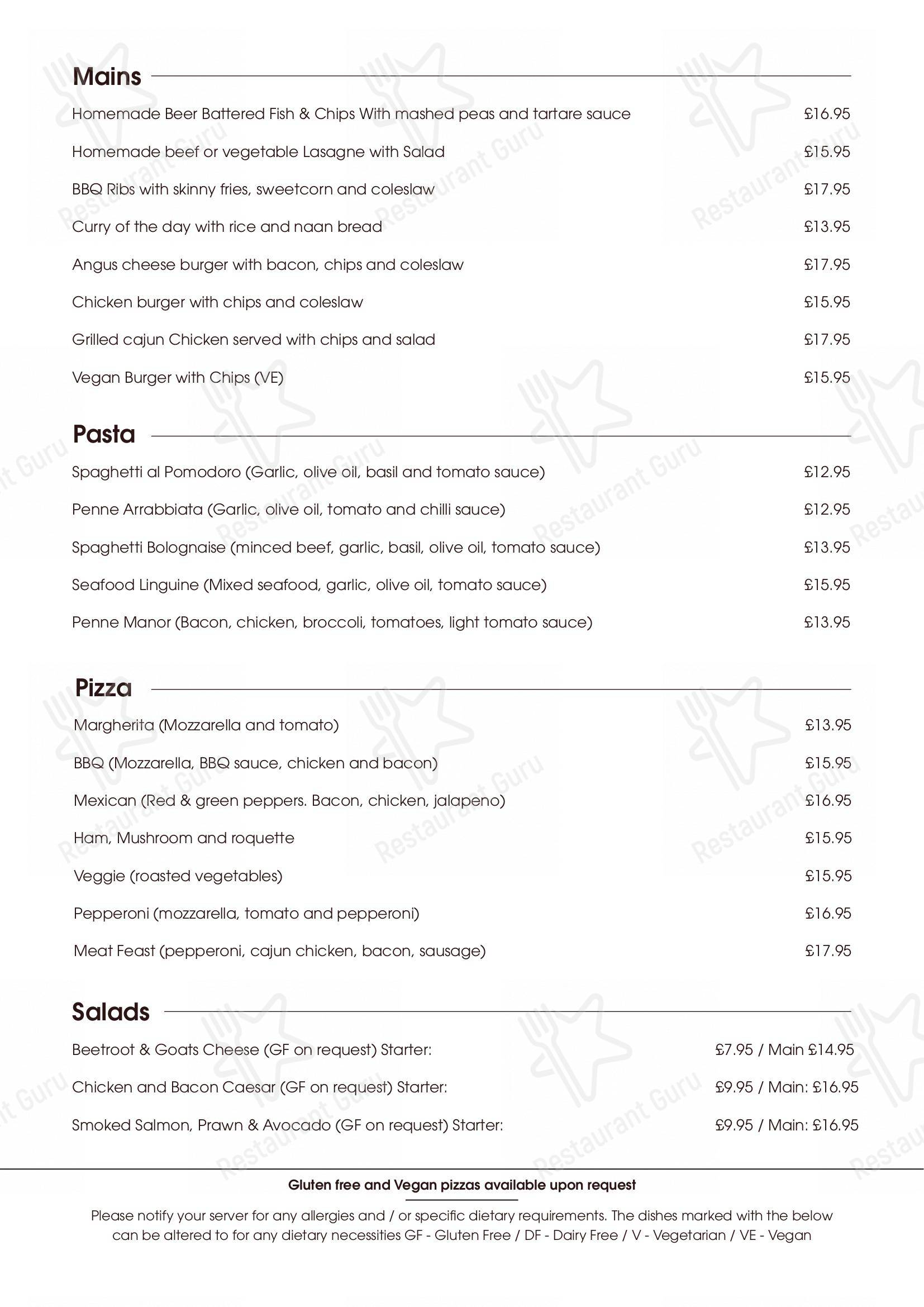 Menu at Muthu Belstead Brook Hotel restaurant, Ipswich