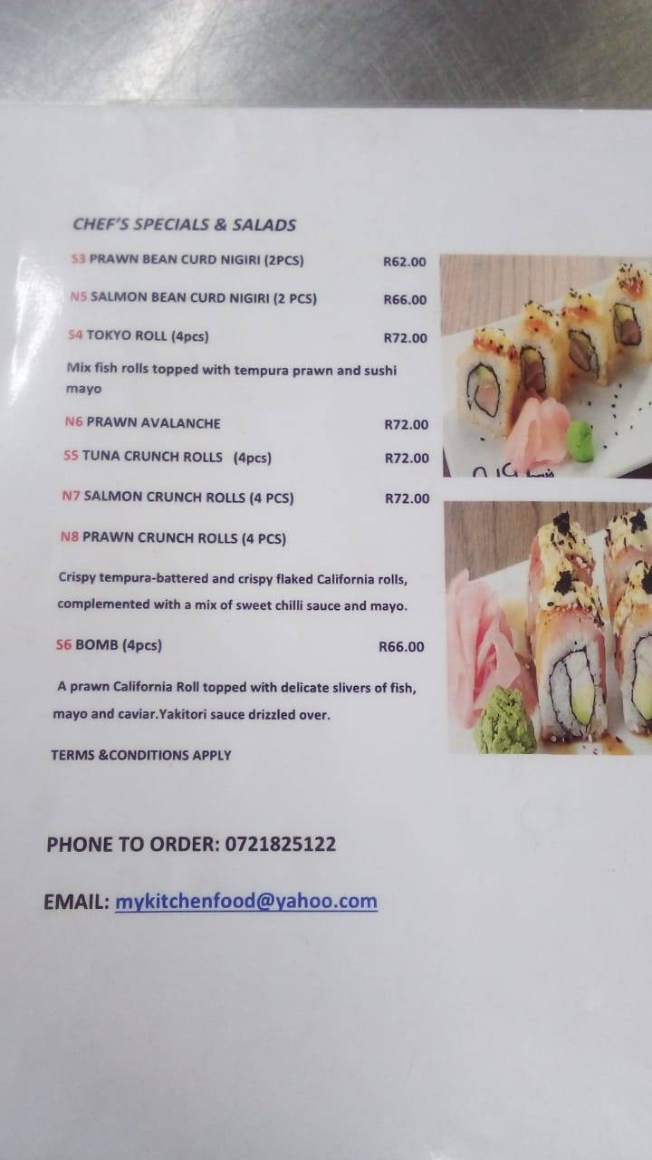 Menu at My Kitchen restaurant, Mount Edgecombe, Shop 4 Accord House