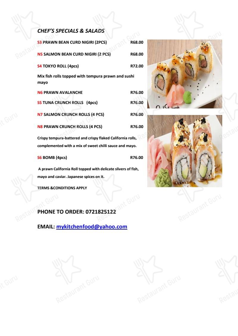 Menu at My Kitchen restaurant, Mount Edgecombe, Shop 4 Accord House