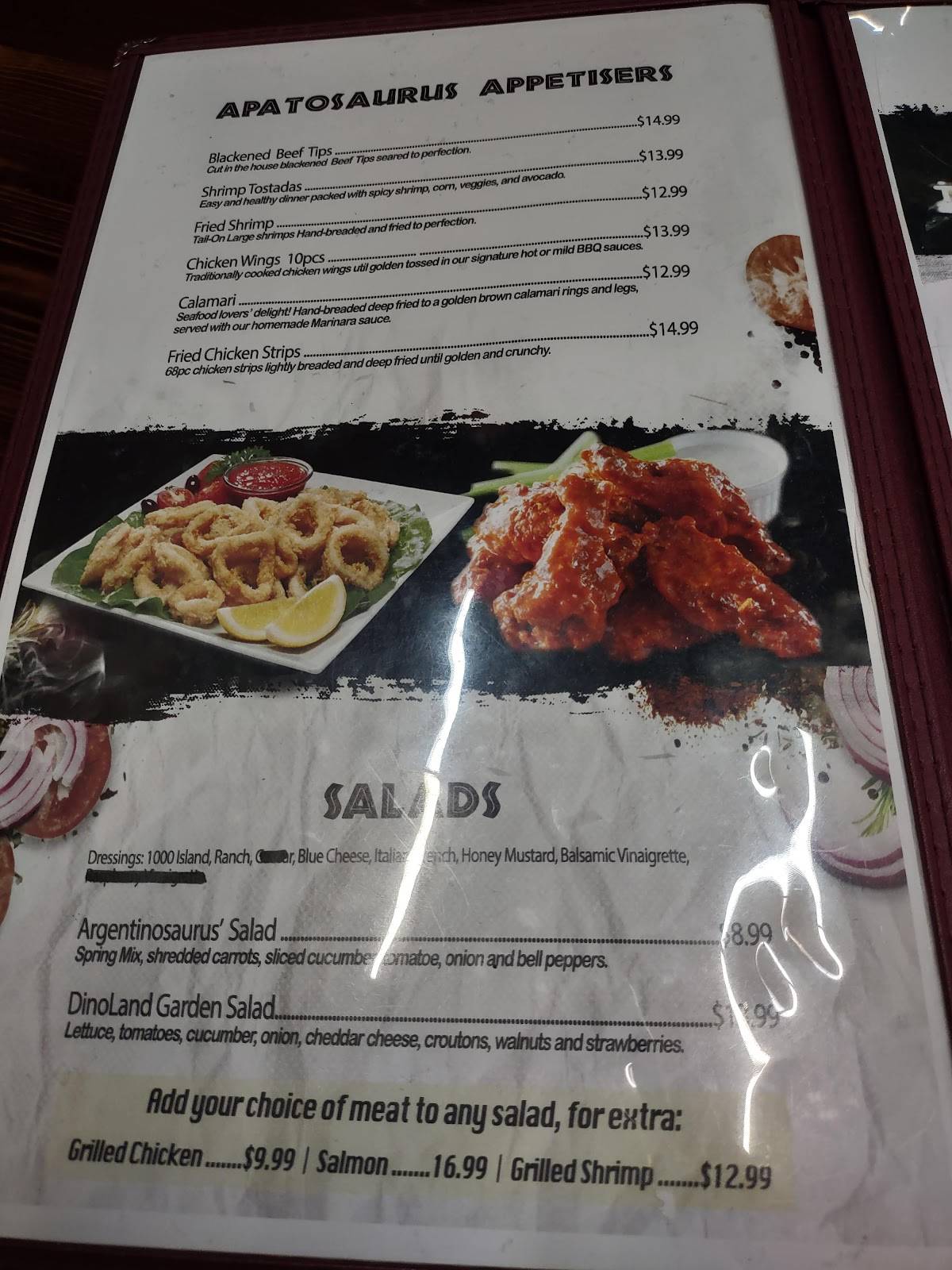 Menu at DinoLand Cafe, Myrtle Beach