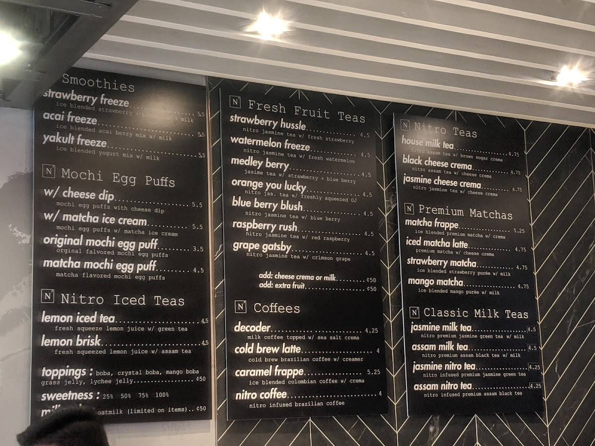Menu at N7 Draft Tea + Coffee pub & bar, San Jose, Silver Creek Rd STE 184