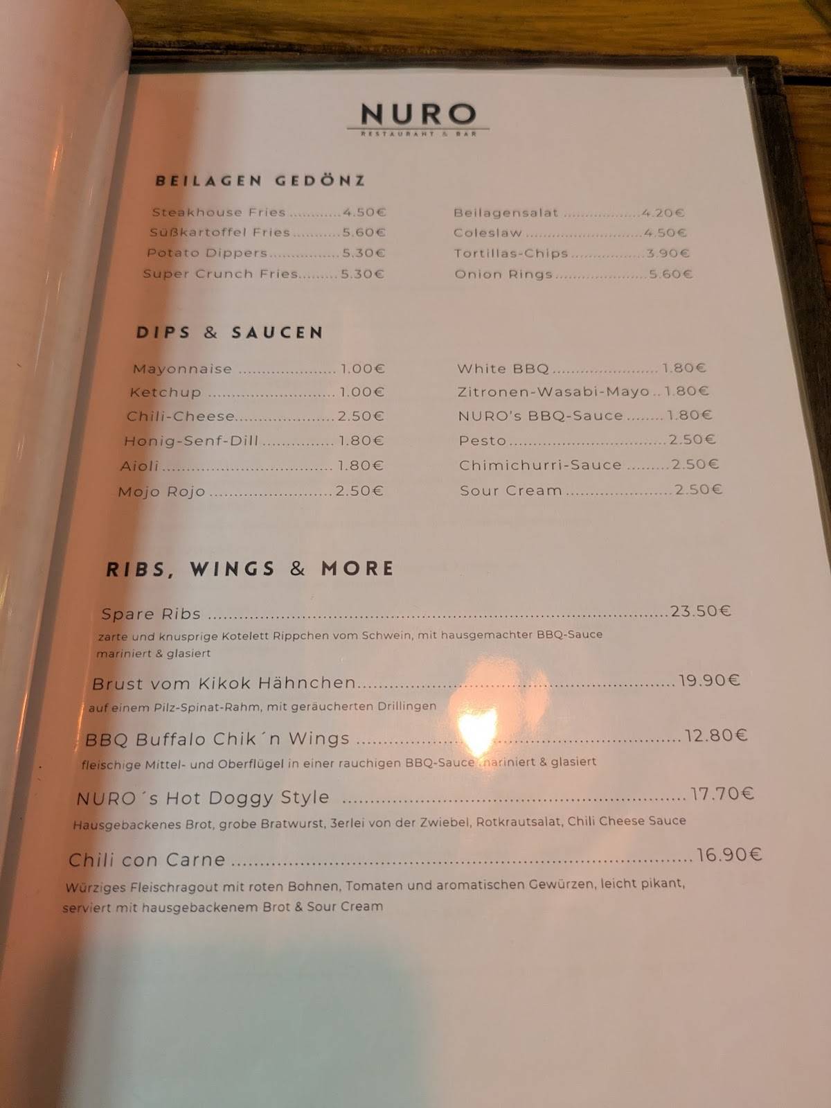 Speisekarte von NURO Restaurant & Bar, Gütersloh