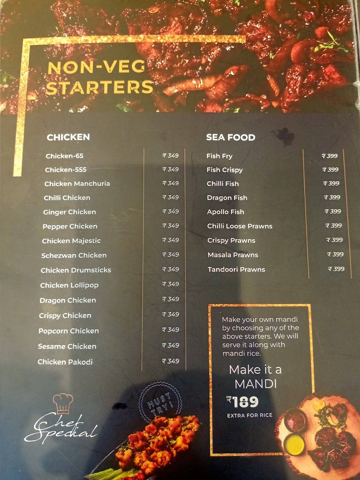 Menu at Naaz Mandi, Hyderabad, Plot no. 1 & 2