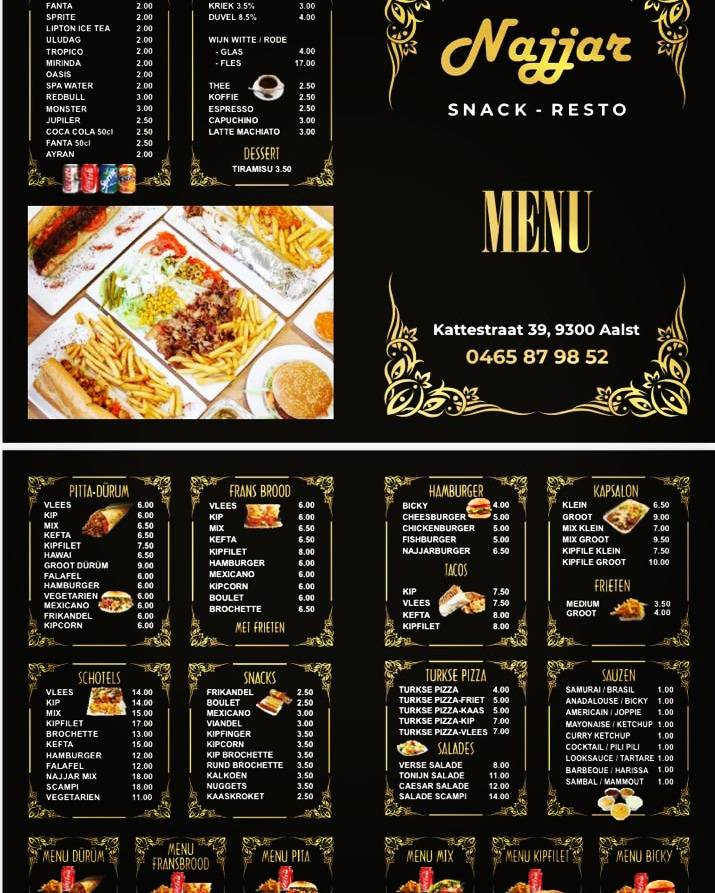Menu at Najjar Snack Resto, Aalst
