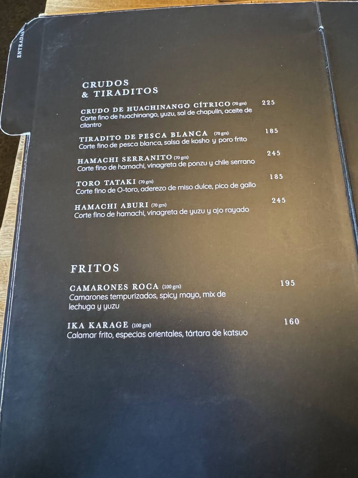 Carta del restaurante Nama Sushi Antea, Santiago del Querétaro