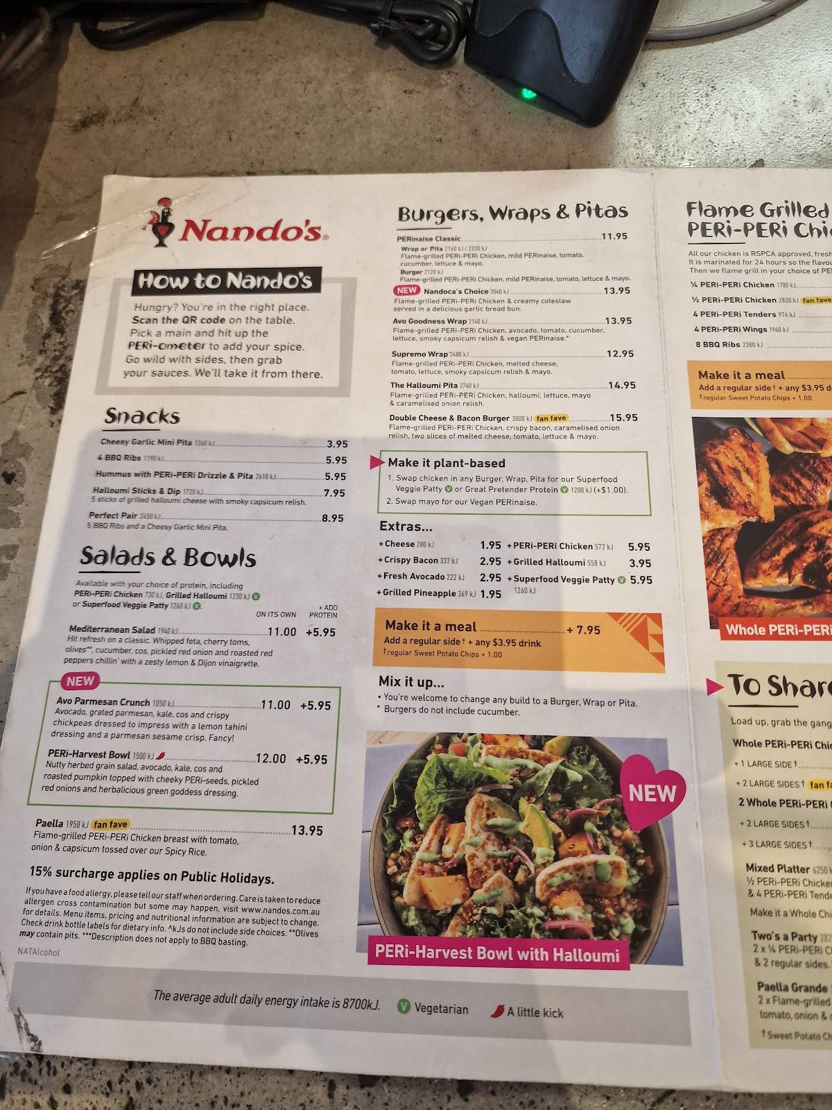 Carta de comida rápida Nando's Fitzroy, Fitzroy, 281 Smith St