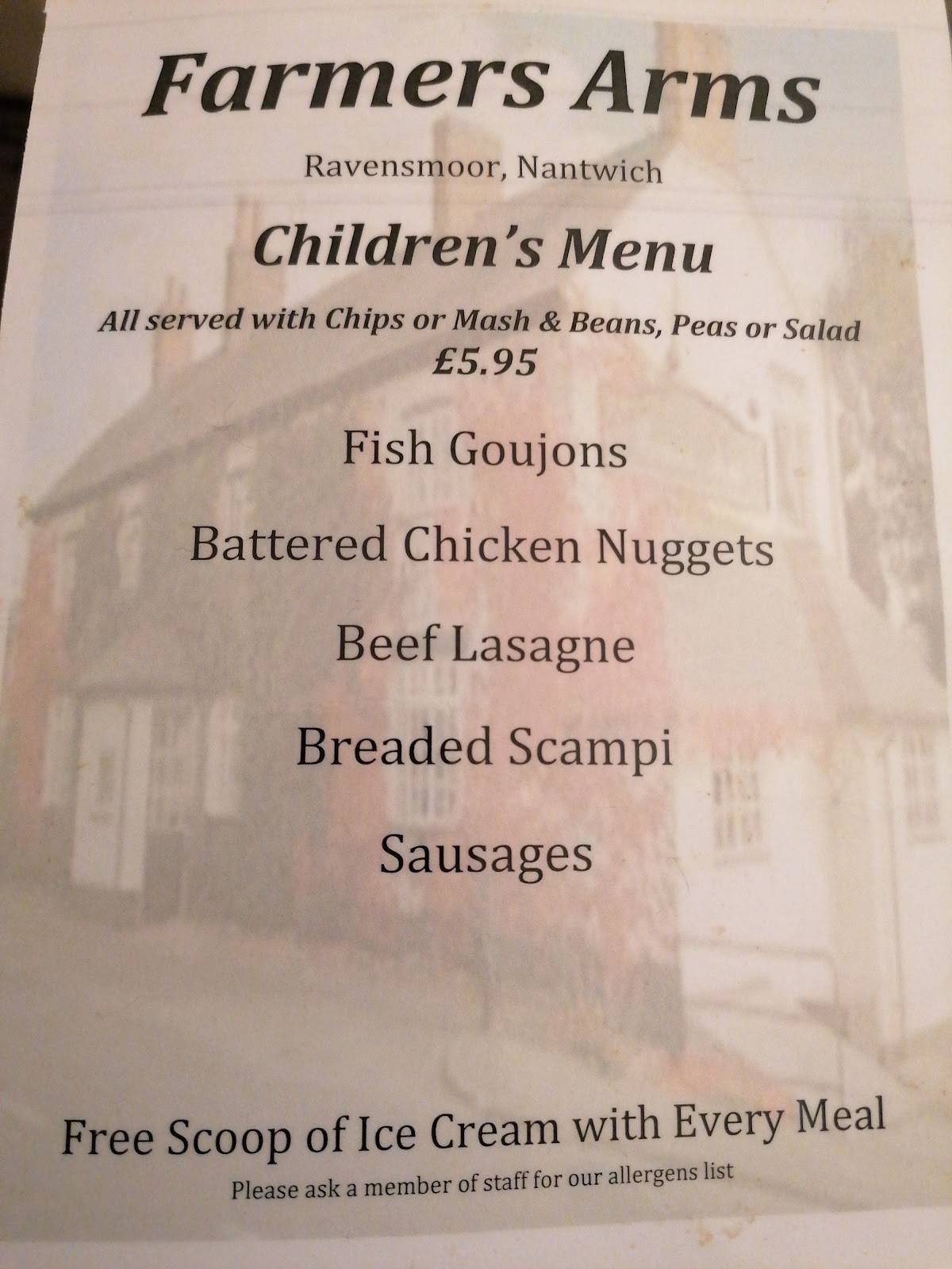 Menu at Farmers Arms pub & bar, Nantwich, Marsh Ln