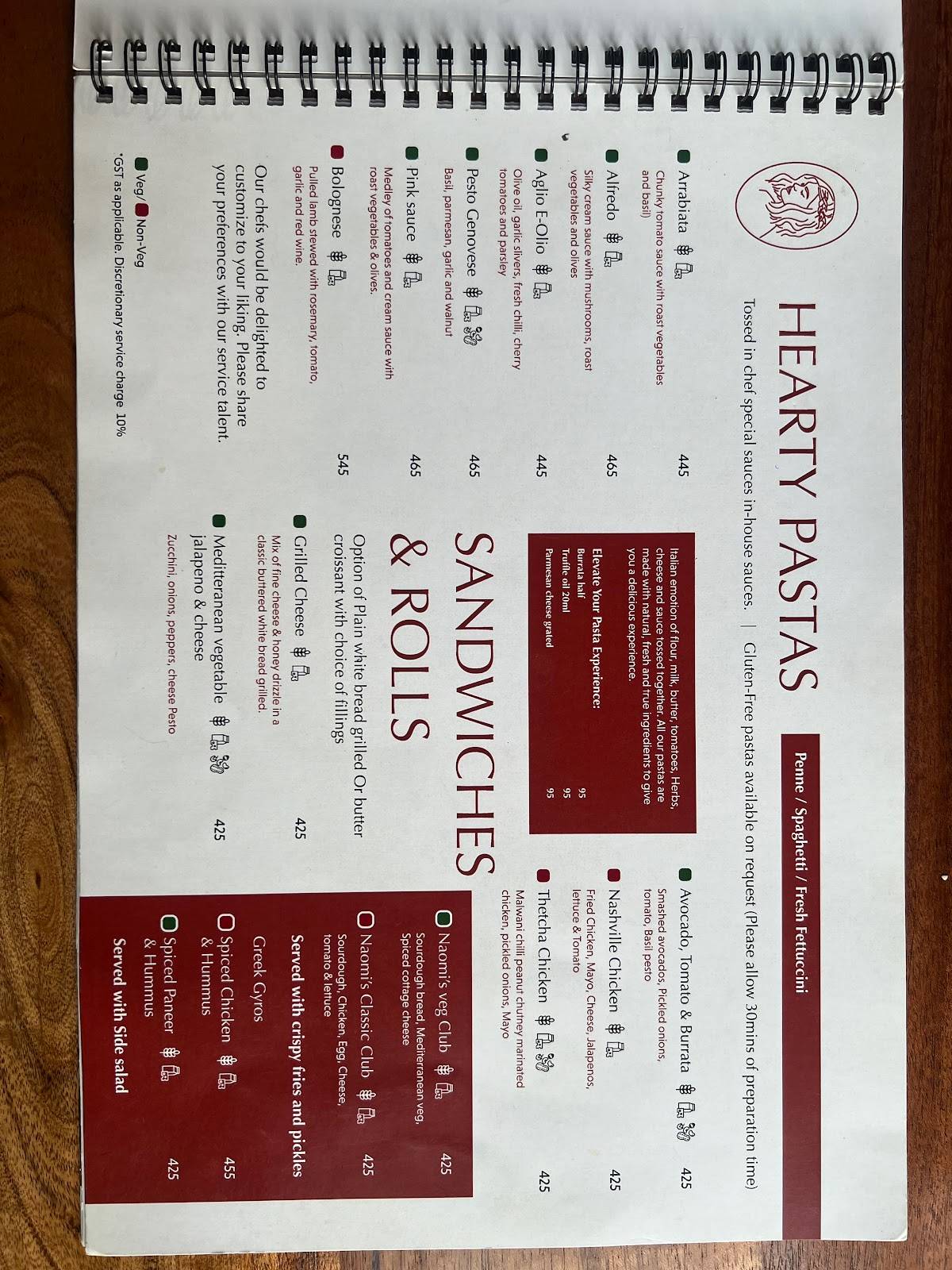 Menu at Naomi Patisserie & Bistro, Hyderabad, Road Number 25