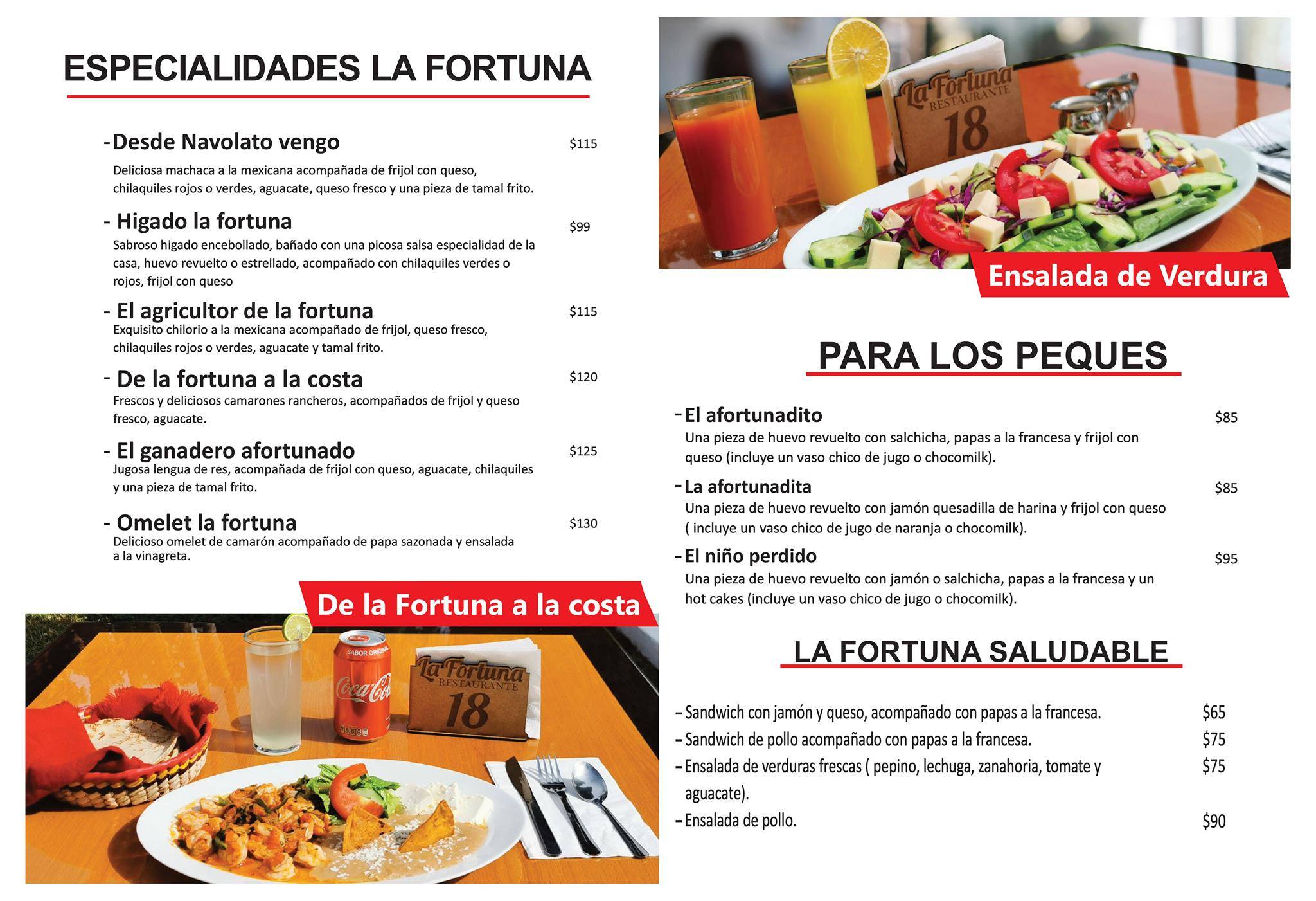 Carta del restaurante LA FORTUNA, Navolato