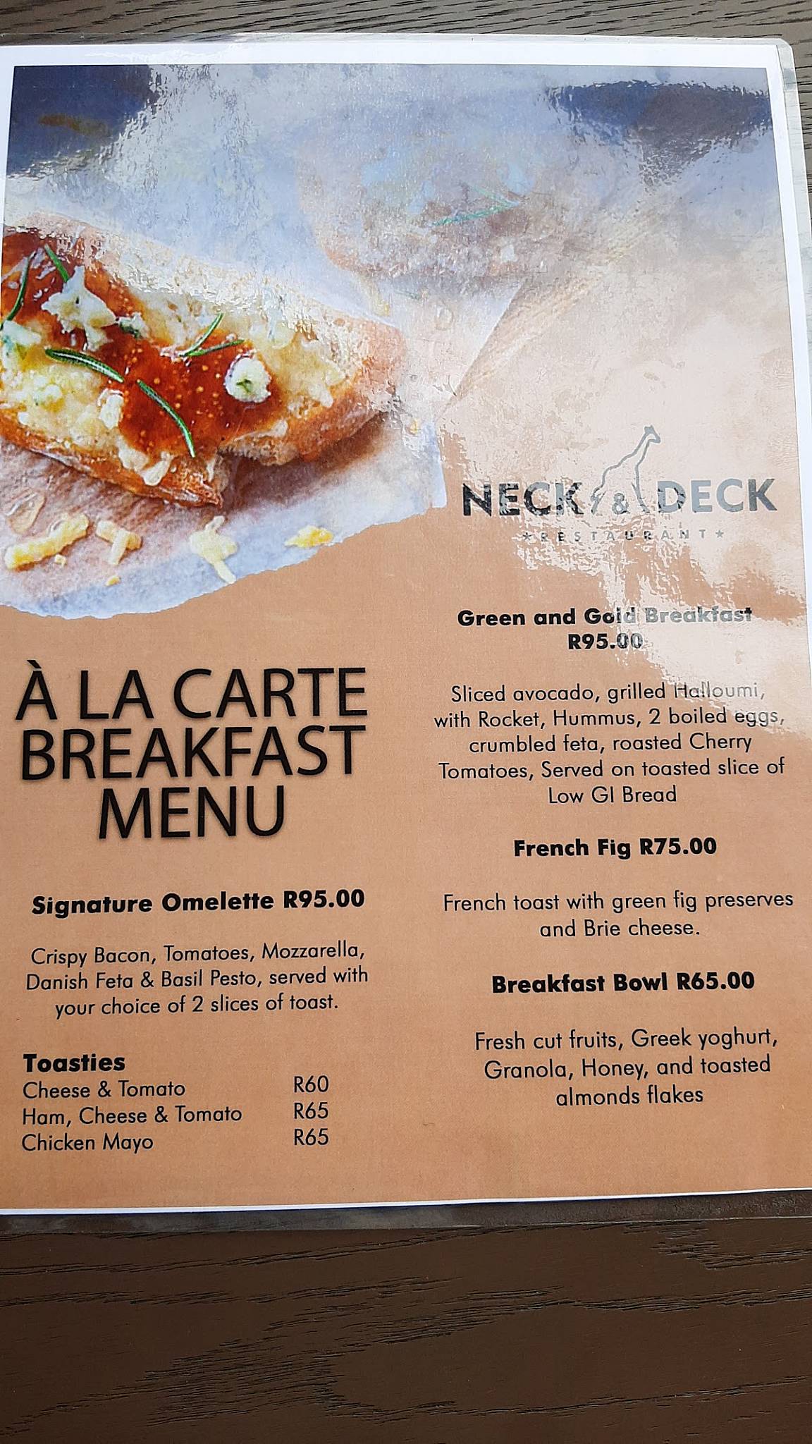 Menu at Neck & Deck Restaurant, Krugersdorp