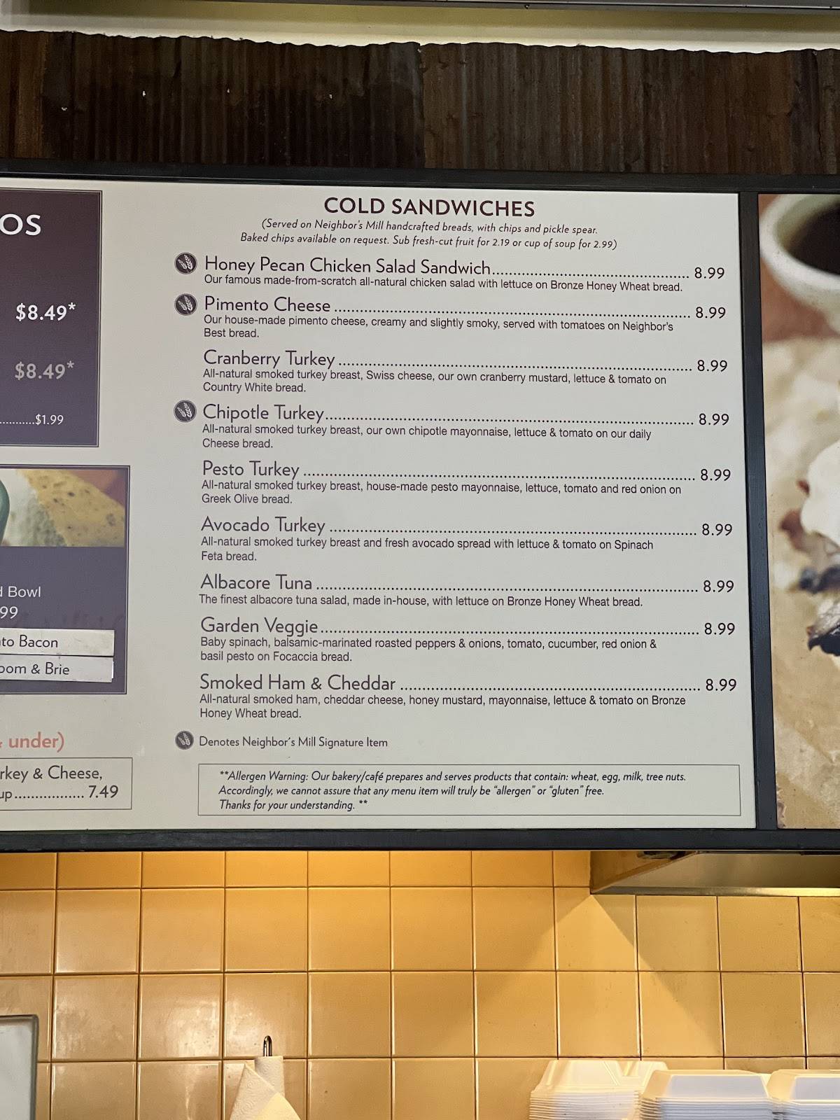 Menu at Neighbor's Mill Bakery & Cafe, Harrison, 1012 N Highway 62 65 Bus