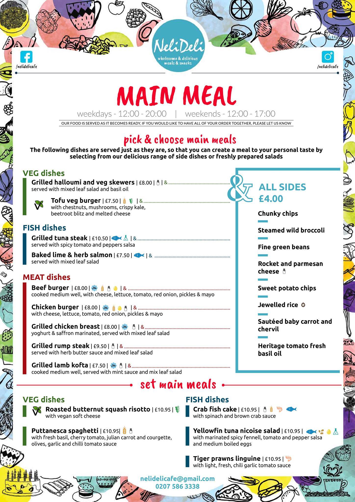 Menu at Neli Deli cafe, London