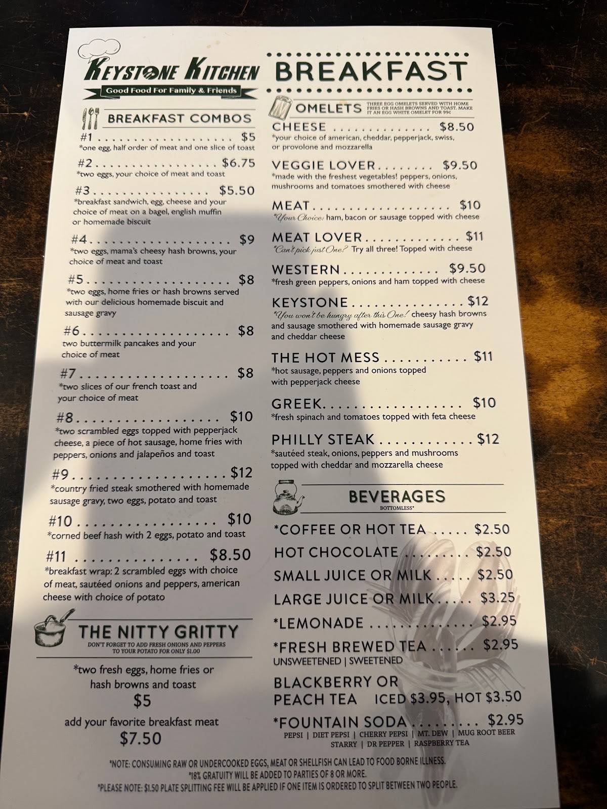 Menu at Keystone Kitchen restaurant, New Alexandria