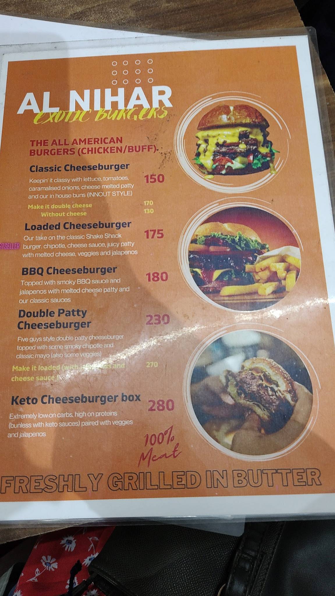 Menu at Al Nihar, New Delhi
